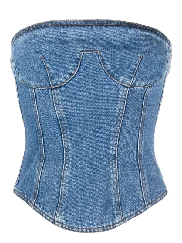 Magda Butrym Strapless Denim Corset Top - Blue