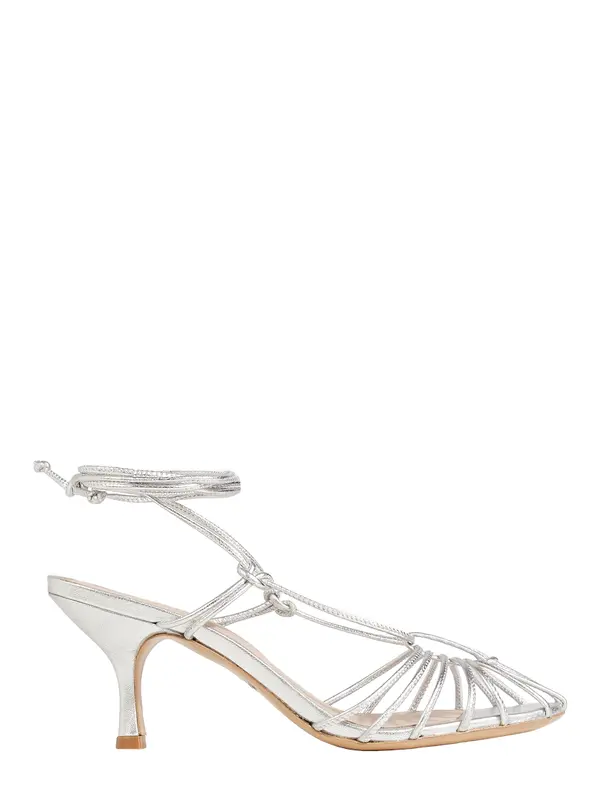 Iris & Ink Farah Metallic Leather Sandals - Silver