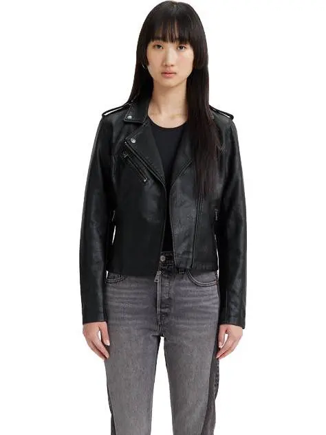 LEVI'S Faux Leather Moto Jacket - Black