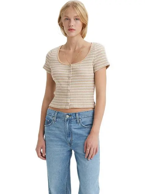 LEVI'S Short Sleeve Britt Snap Front Top - Pebble