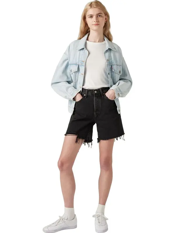 LEVI'S 501 Mid Thigh Denim Shorts - Lunar Black