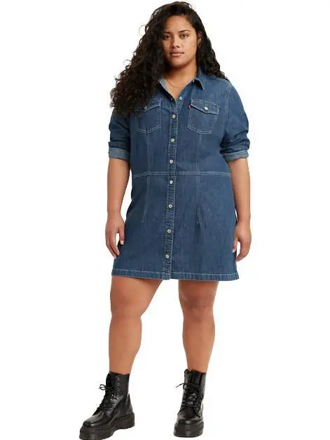 LEVI'S Ellie Denim Shirt Dress - Mid Marble