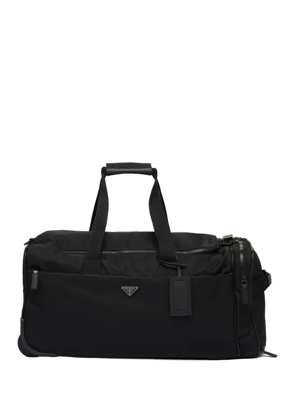 Prada Re-nylon And Saffiano Leather Trolley - Black