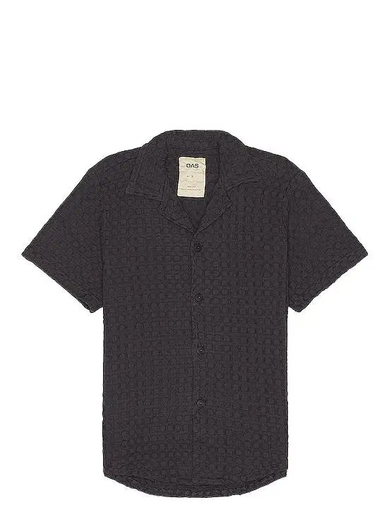 Oas Cuba Waffle Shirt In Black - Nearly Black