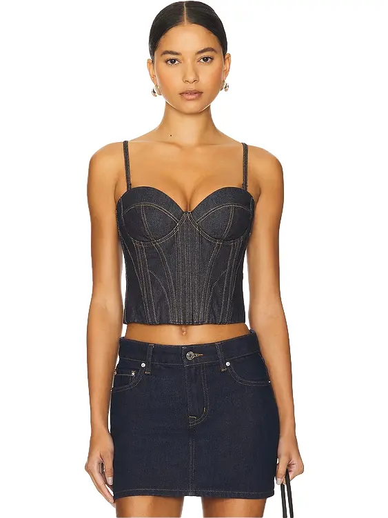 Fleur Du Mal Denim Bustier - Indigo Denim