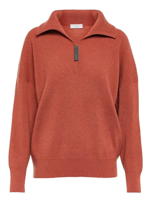 Brunello Cucinelli Cashmere Polo Sweater - Red