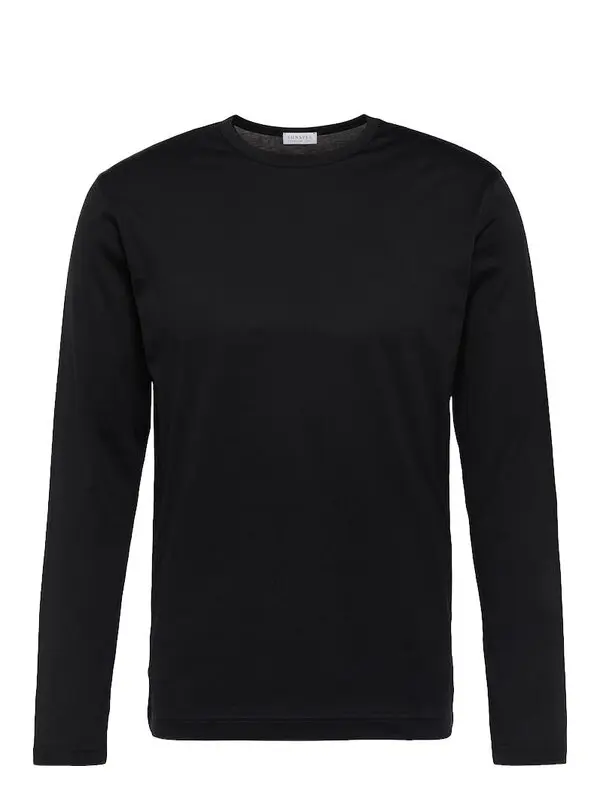 Sunspel Classic Long Sleeve Cotton T-shirt - Black