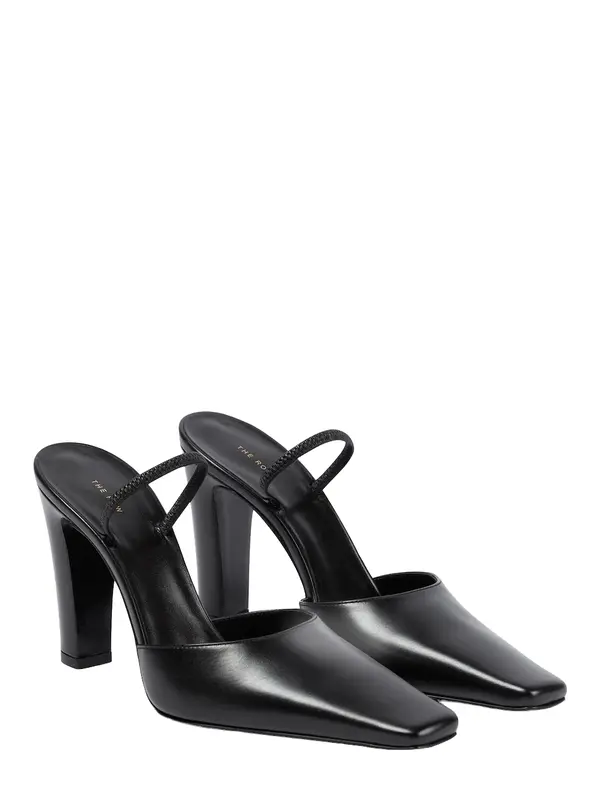 THE ROW Slingback Leather Pumps - Black