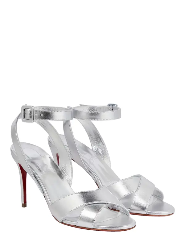 CHRISTIAN LOUBOUTIN Mariza 85 Metallic Leather Sandals - Silver