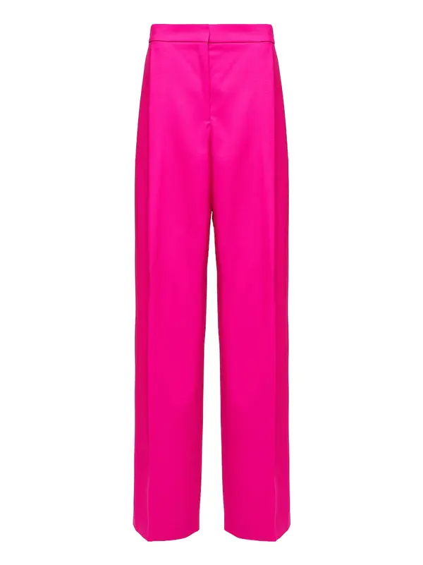 Oscar De La Renta Pleated High-rise Wool And Mohair Pants - Pink
