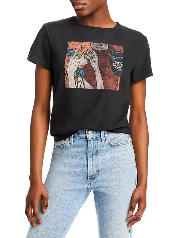 RE/DONE Just Bring Wine Classic Graphic Tee - Washed Black