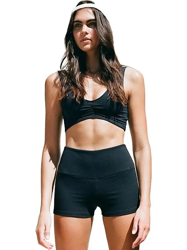 MONTCE Micro High-waisted Boyshort Surf Bottoms - Black Rib