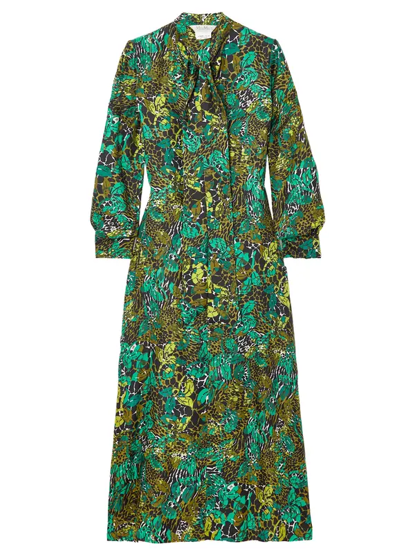 Max Mara Calate Printed Silk-twill Midi Dress - Green