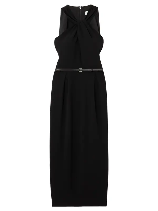 Max Mara Luna Belted Crepe Halterneck Midi Dress - Black