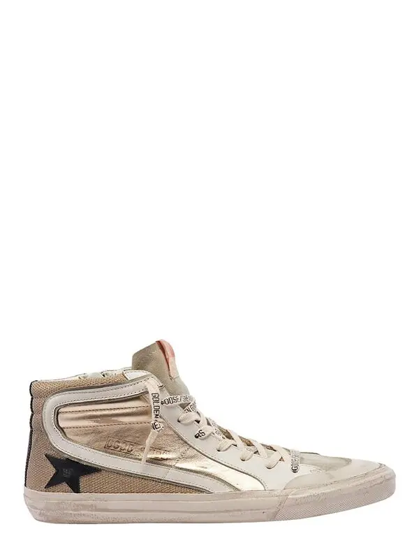 Golden Goose Slide Mid-top Metallic Leather Sneakers - Platinum Gold/ice/black/white