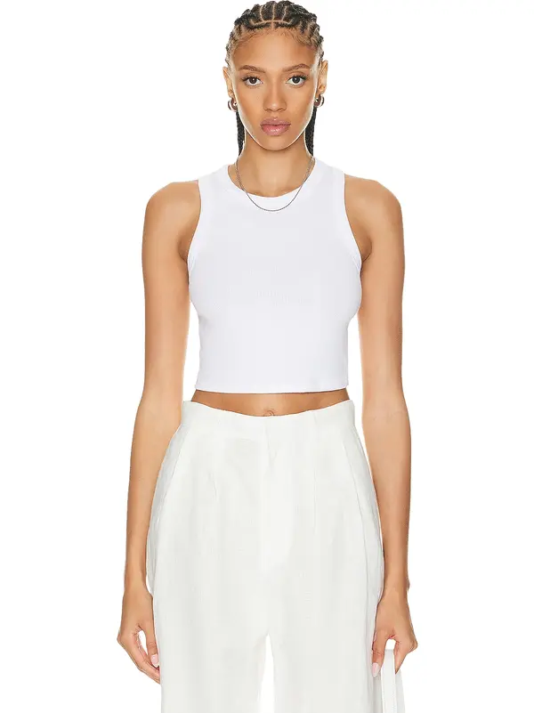 Enza Costa Stretch Silk Knit Cropped Tank Top - White