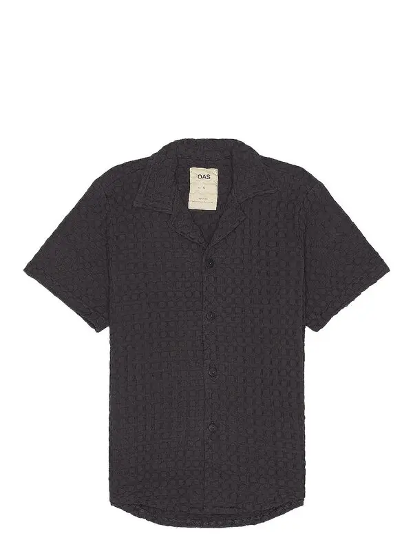 Oas Cuba Waffle Shirt In Black - Nearly Black