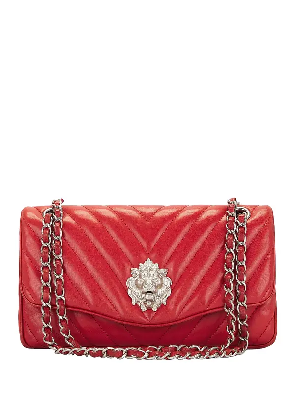 Chanel Lambskin Leo Lion Flap Bag - Red