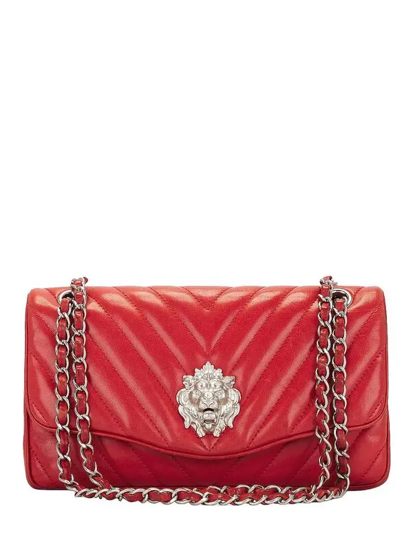 Chanel Lambskin Leo Lion Flap Bag - Red