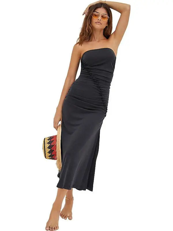 CELANDINE The Gabbie Strapless Ruched Tube Dress - Black Onyx
