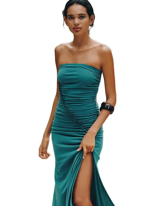 CELANDINE The Gabbie Strapless Ruched Tube Dress - Lush Meadow