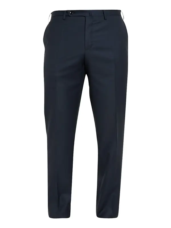Incotex Wool Sharkskin Trousers - Dark Blue