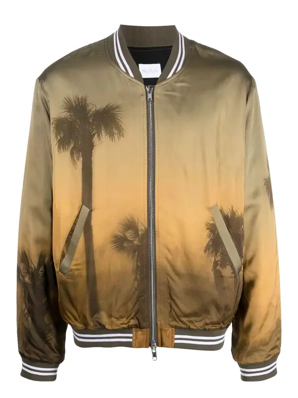 BLUE SKY INN Palm Tree-print Bomber Jacket - Green