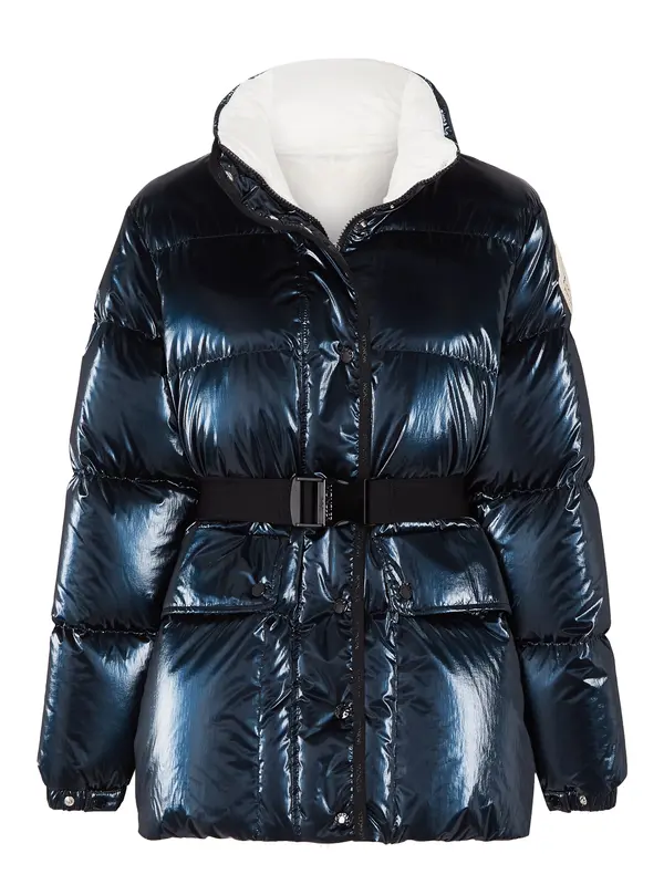 Moncler Herault Hooded Quilted Down Coat - Blue