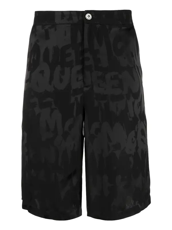 Alexander McQueen Graffiti Logo Jacquard Shorts - Black