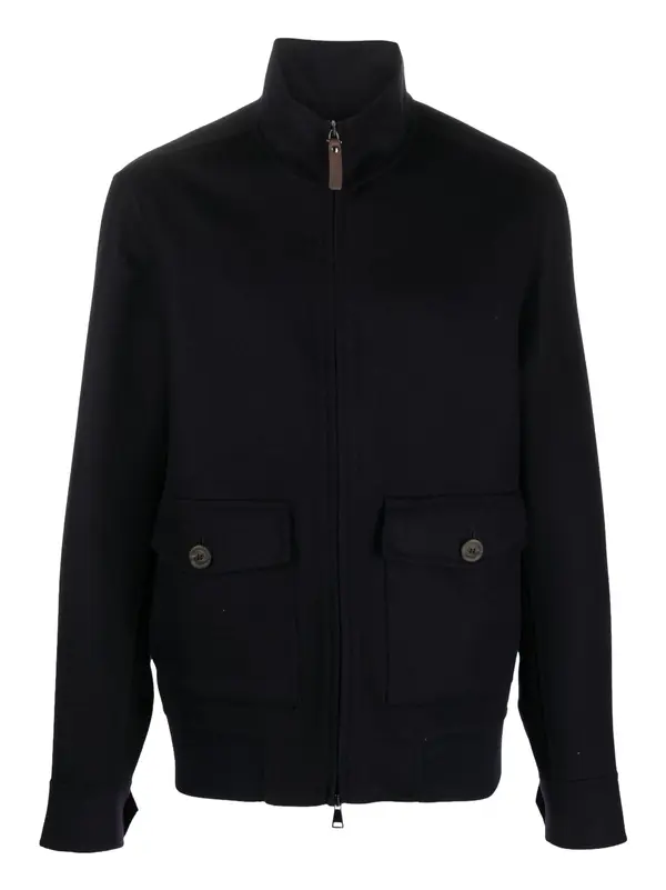 Canali Zip-up Wool-cashmere Jacket - Blue