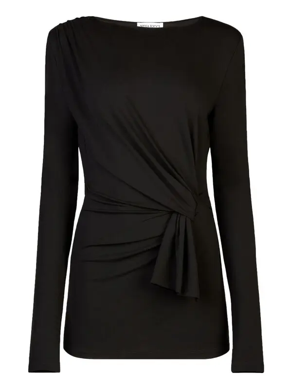 Nina Ricci Long-sleeve Draped Wrap Top - Black
