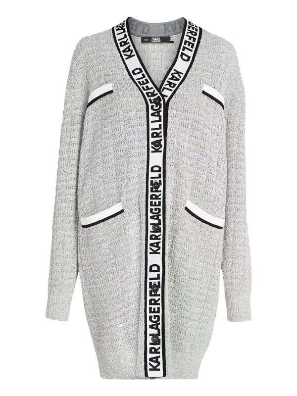 Karl Lagerfeld Bouclé Longline Cardigan - Grey