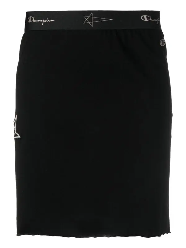 Rick Owens Logo-embroidered Straight Skirt - Black