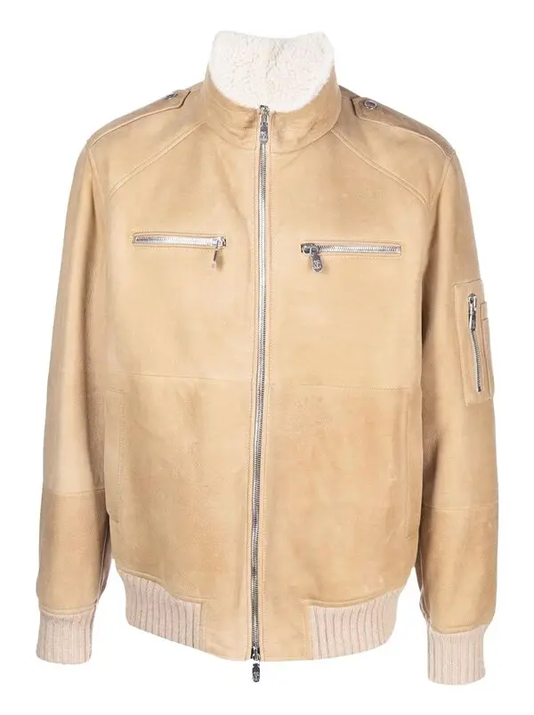 Brunello Cucinelli Long-sleeve Leather Jacket - Neutrals