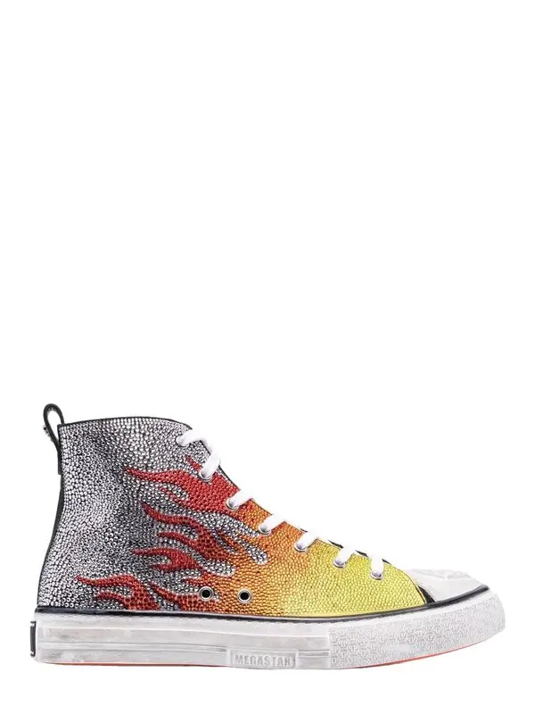 Philipp Plein Flames Megastar High-top Sneakers - Silver