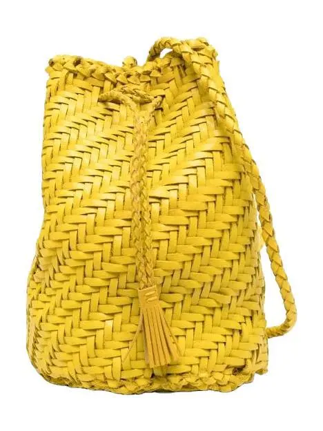 Dragon Diffusion Interwoven Leather Bucket Bag - Yellow