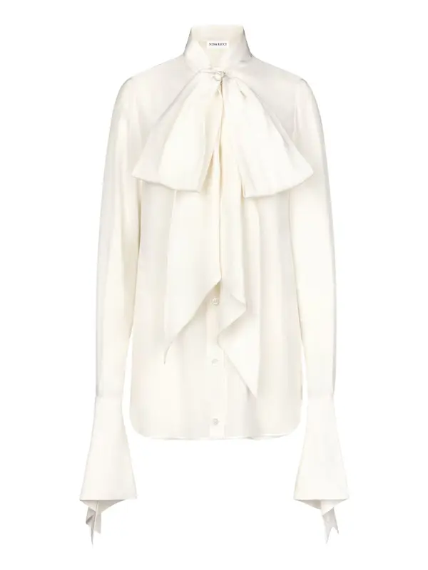 Nina Ricci Pussy-bow Silk Shirt - White