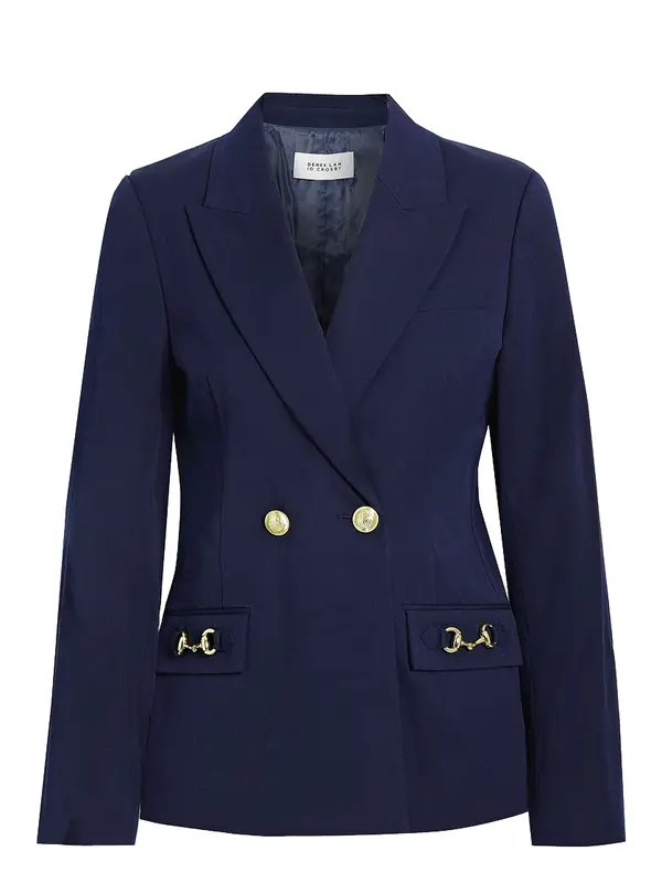Derek Lam 10 Crosby Cerys Double-breasted Cotton-blend Twill Blazer - Navy