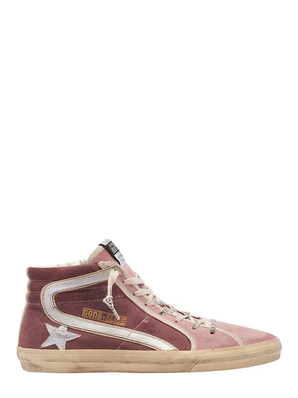Golden Goose Slide Mid-top Suede Sneakers - Violet/silver/ivory