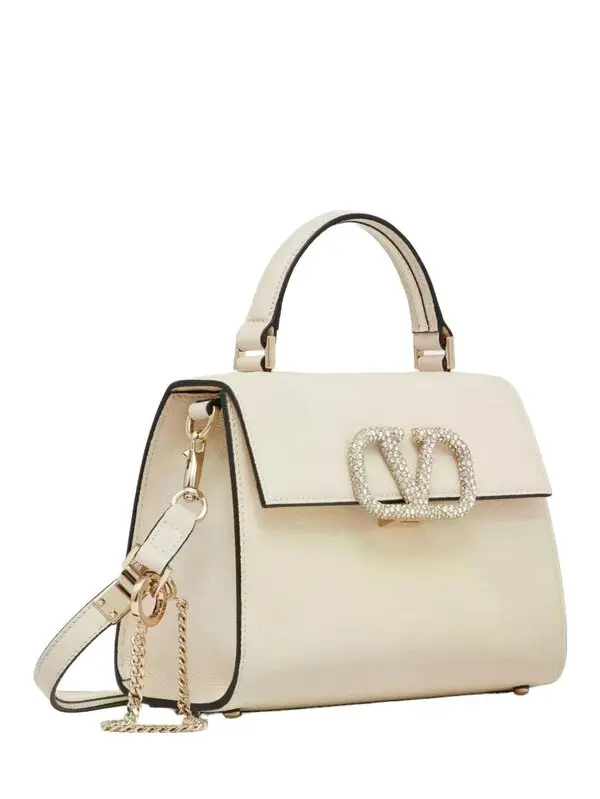 Valentino Garavani Small Vsling Embellished Handbag - Neutrals