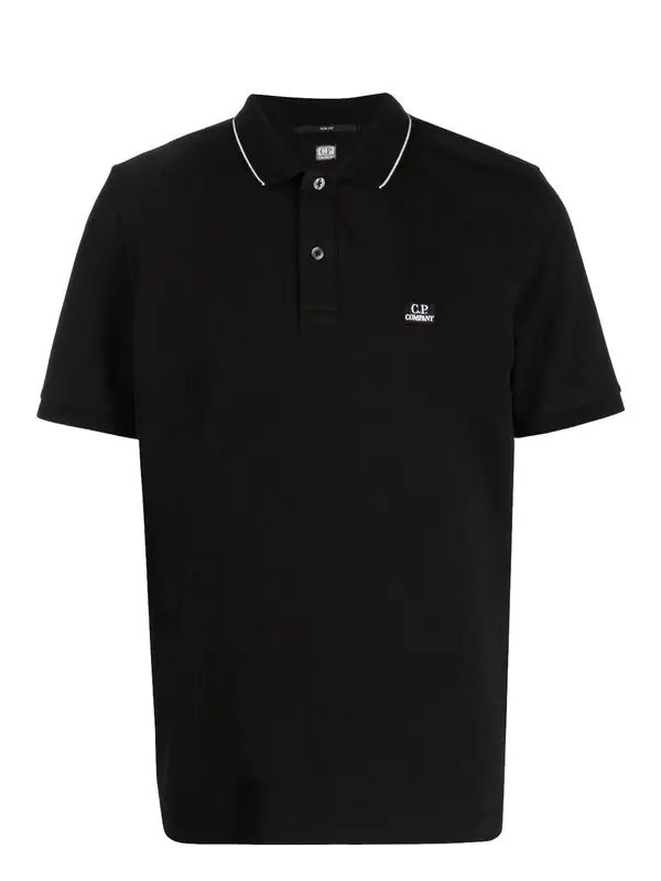C.P. COMPANY Logo-patch Cotton Polo Shirt - Black