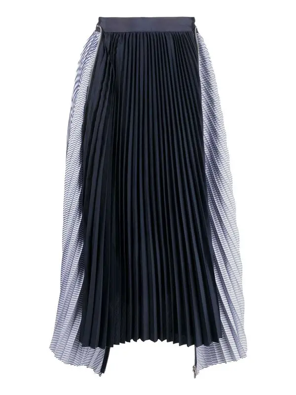 Sacai High-waisted Panelled Pleat Skirt - Blue
