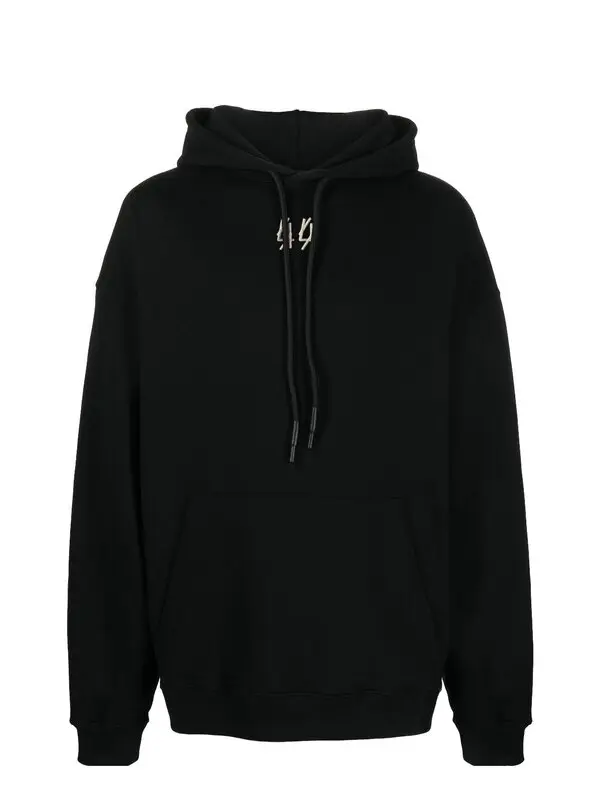 44 LABEL GROUP Logo Print Cotton Hoodie - Black