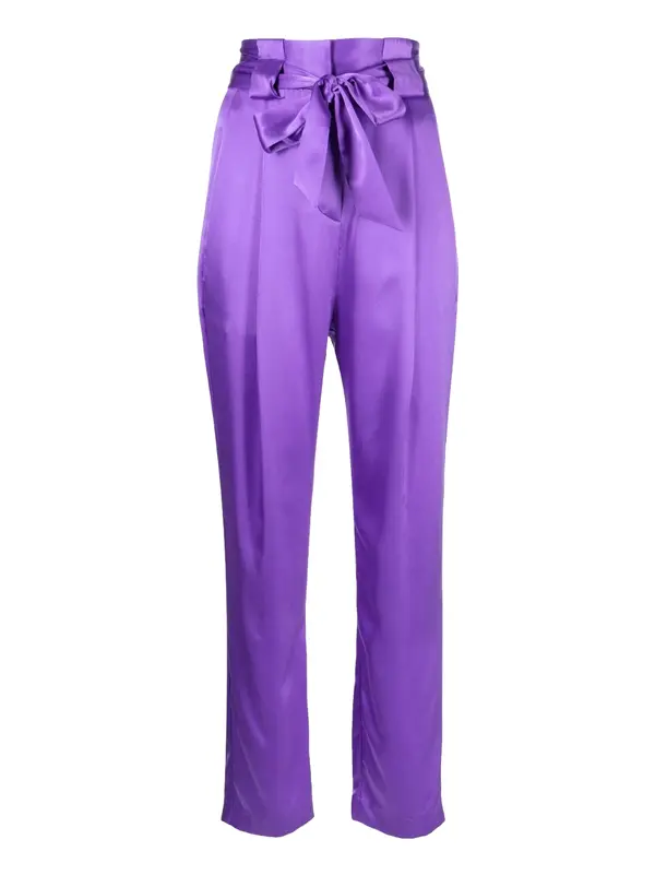 Michelle Mason High-waisted Silk Trousers - Purple
