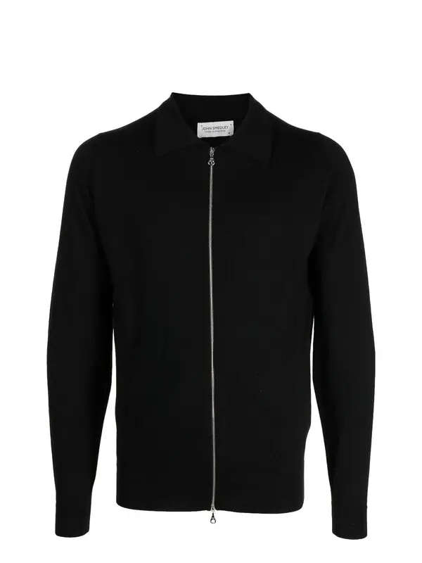 John Smedley Baseball-collar Zip-up Jumper - Black