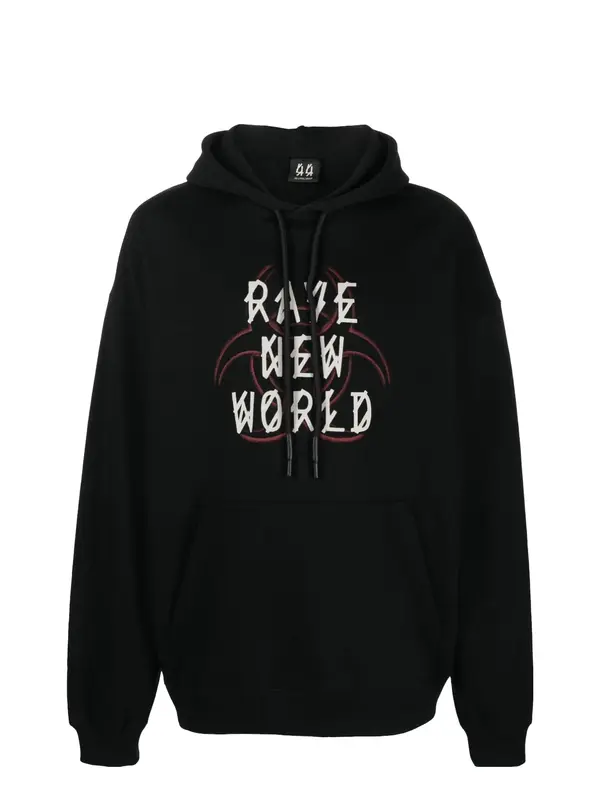 44 LABEL GROUP Logo-print Cotton Hoodie - Black