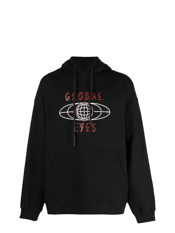 44 LABEL GROUP Graphic-print Cotton Hoodie - Black