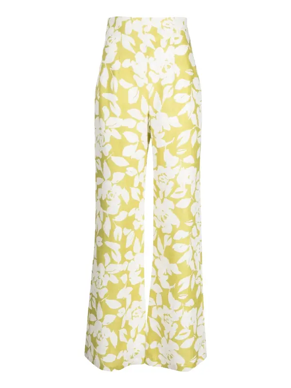 BAMBAH Lilly Flared Linen Trousers - Yellow
