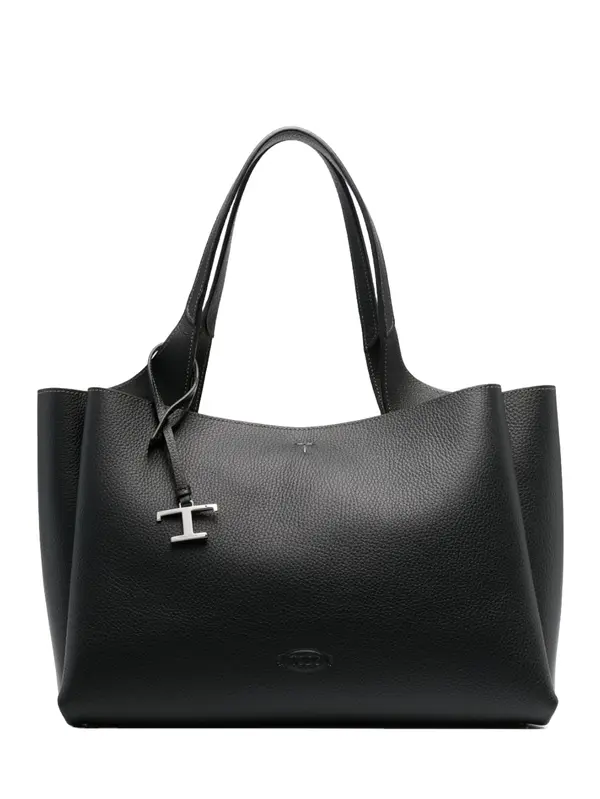 TOD'S T-pendant Leather Tote Bag - Black