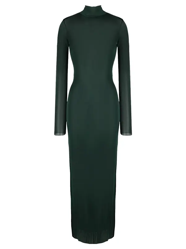 Saint Laurent Roll-neck Knitted Maxi Dress - Green